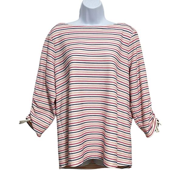 Talbots | Tops | Talbots Striped Boat Neck 34 Sleeve Top X | Poshmark